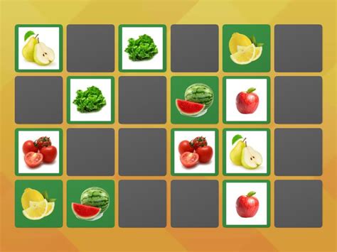 Memo Frutas Y Verduras Matching Pairs