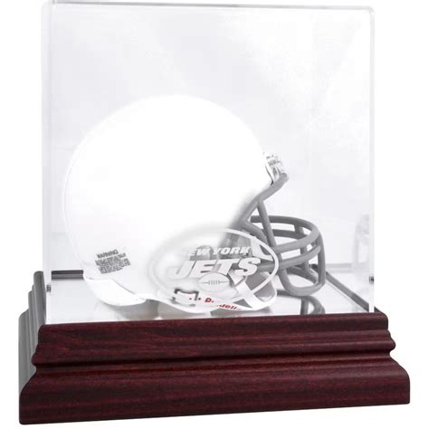Jets Logo Mini Helmet Mahogany Base Mirrored Display Case Pristine