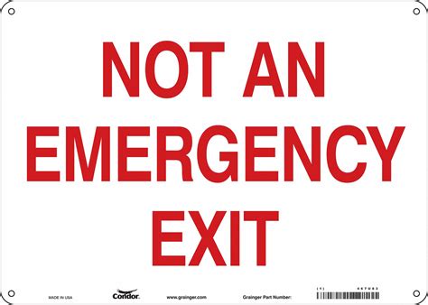 CONDOR Safety Sign Emergency Exit Not An Emergency Exit Sign Header No Header Vinyl In X