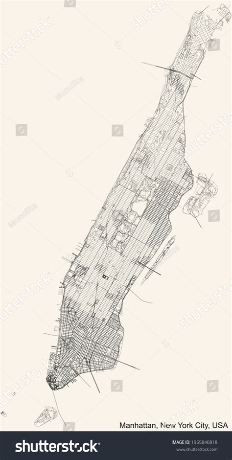 Black Simple Detailed Street Roads Map Stock Vector Royalty Free