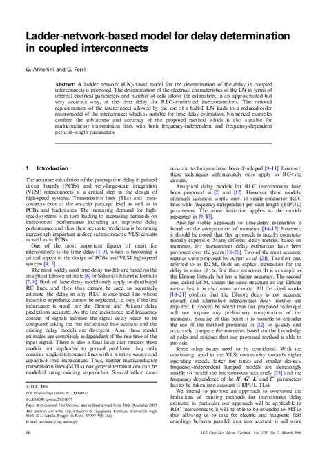 Pdf Ladder Network Based Model For Delay Determination In Coupled