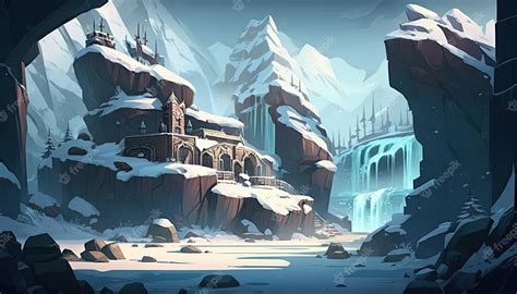 Premium Photo 2d Ice Snow Background Environment For A Battle Arena