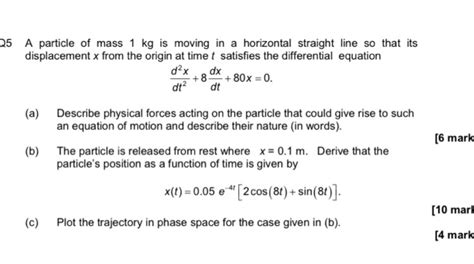 Solved A Particle Of Mass Kg Is Moving In A Horizontal Chegg