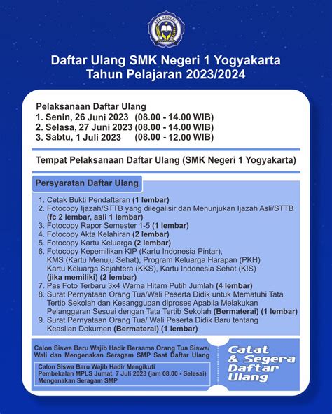 Perubahan Jadwal Daftar Ulang Ppdb Sma Dan Smk Tahun 2023 Smkn 1 Yogyakarta