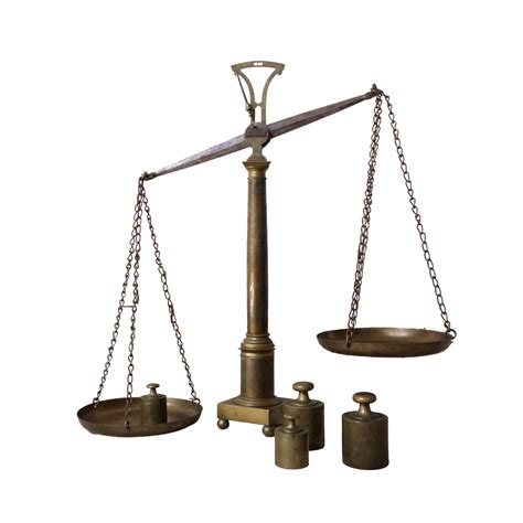 18th Century French Brass Scale And Weights Christopher Collection