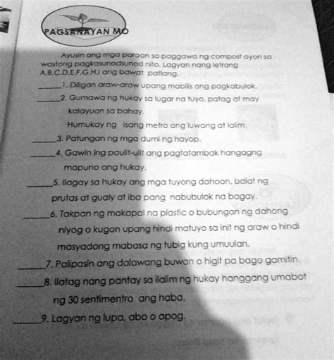 SOLVED Ayusin Ang Mga Paraan Sa Paggawa Ng Compost Ayon Sa Wastong Pagkasunodsunod Nito Lagyan