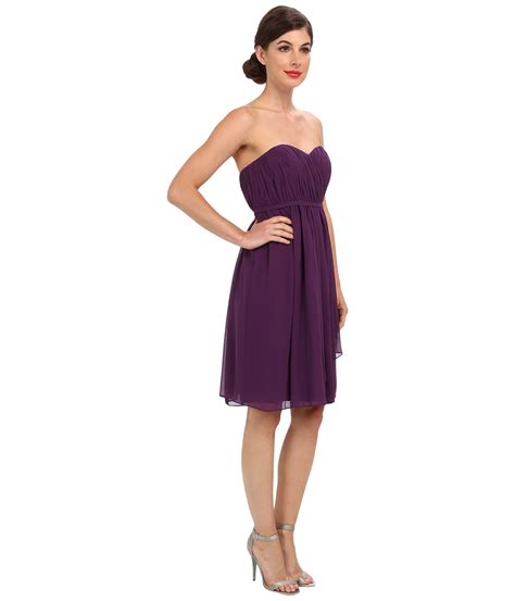 Donna Morgan Lindsey Strapless Chiffon Dress In Purple Lyst