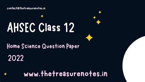 AHSEC HS Class 12 Home Science Question Paper 2022