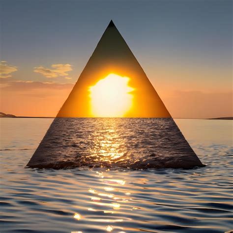 Premium Ai Image Triangle Floating Water With Sun Setting It 5 024337