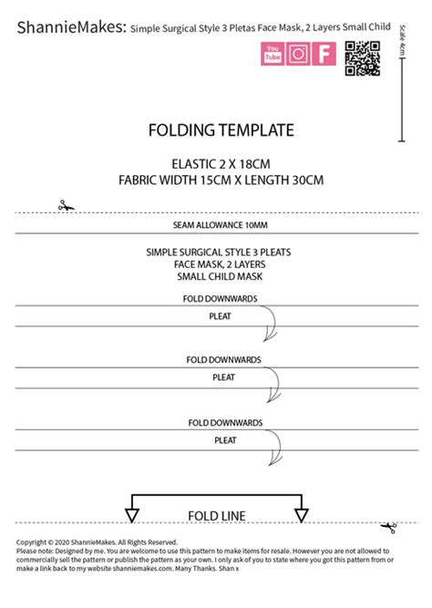 Simple Surgical Style 3 Pleats Face Mask Pattern