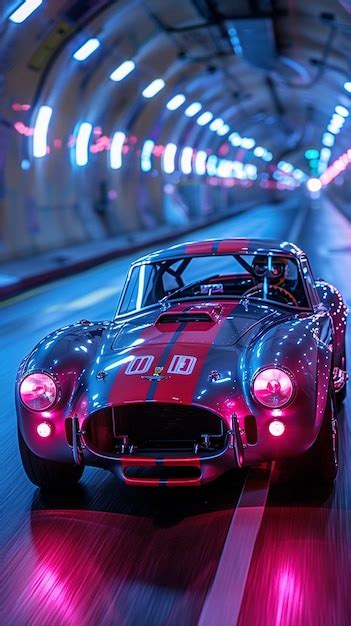 Premium Photo A Vintage Sports Car With Neonlit Racing Wallpaper