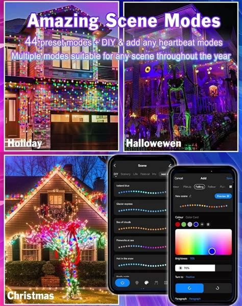 Smart Christmas Lights 75ft 200 Leds Smart Lights Segmented Led App Control With 44 Modes