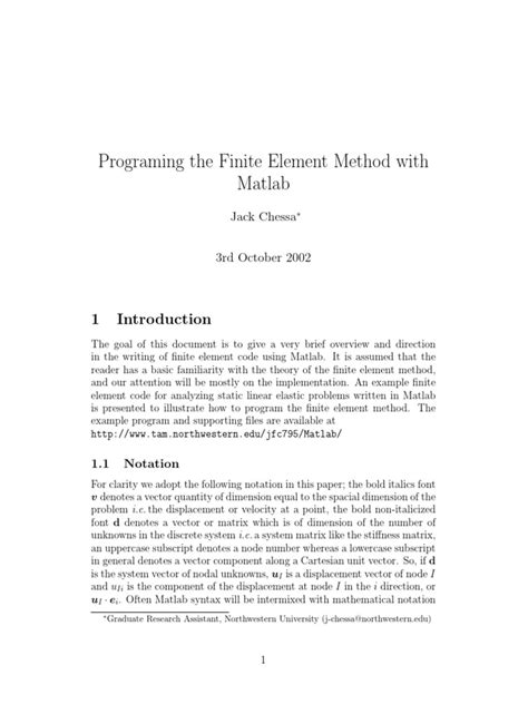 Matlab Fem Pdf Finite Element Method Vector Space