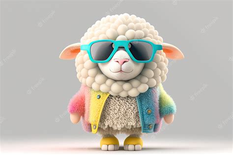 Premium Photo Funny Sheep Wearing A Hot Coat And Sunglasses On