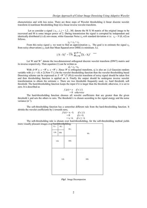 Design Approach Of Colour Image Denoising Using Adaptive Wavelet Pdf