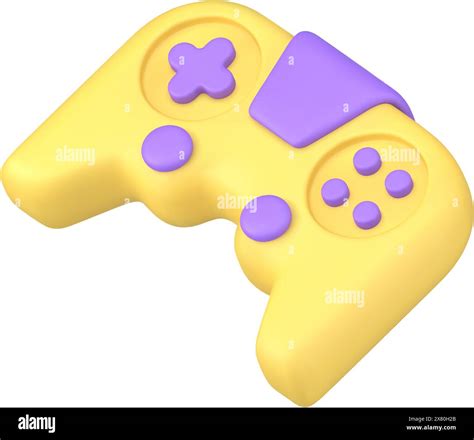 Yellow And Purple Video Game Joystick With Buttons Diagonally Placed