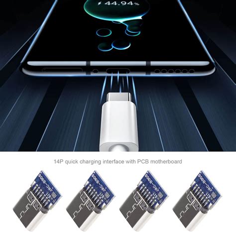 10pcs 14pin Usb 31 Type C Female Plug Socket Connector With Pcb Board