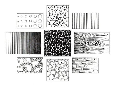 Set Of Texture And Material Patterns Line Graphics Stock Illustration