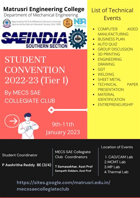 SAE Tier I Technical Events From Jan 9th 11th 2023 Matrusri