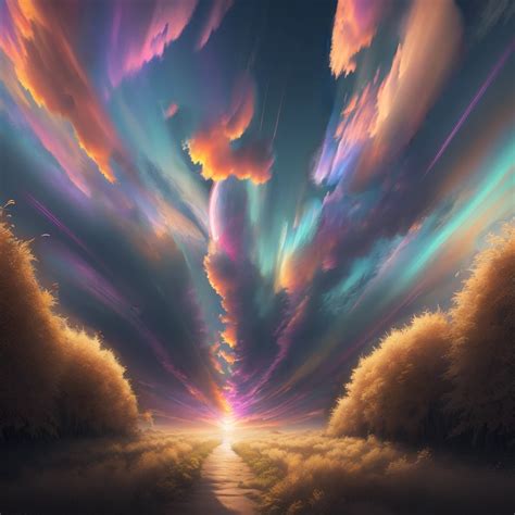 생동감 넘치는 색의 하늘 매우 세밀한 기술 정밀도 빛 어두운 바람 바람 모양 Seaart Ai