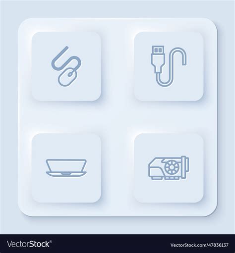 set line computer mouse usb cable cord laptop vector image