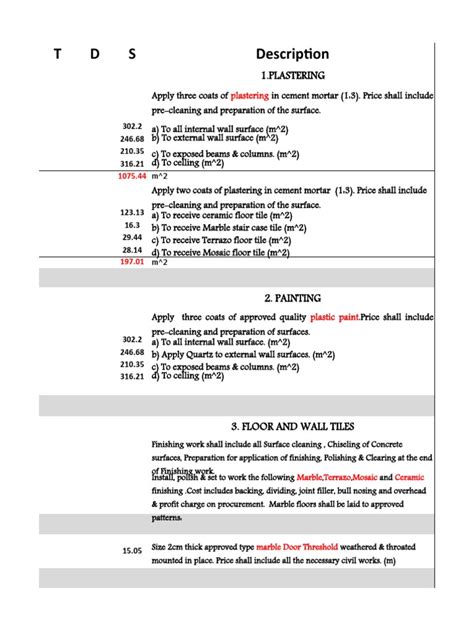 Takeoff Sheet Part 6 Super Structure Pdf Tile Wall