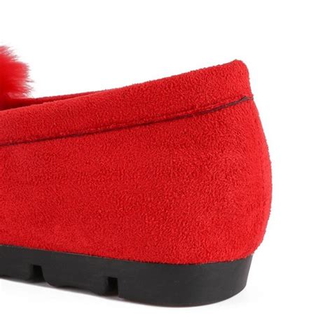 Womens Warm Plush Rhinestone Ballet Flats Indoor Outdoor House