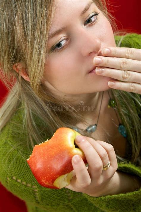 Girl With Apple Stock Image Image Of Looks Bite Holding 2005253