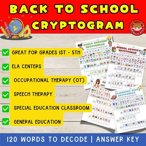 Back To School Cryptogram Bundle Code Breaking For 1st 5th Vocabulary