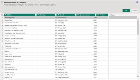 power bi coluna de exemplos