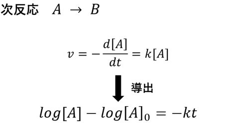 一次反応と二次反応の反応速度式見分け方グラフ 大学化学のまとめ