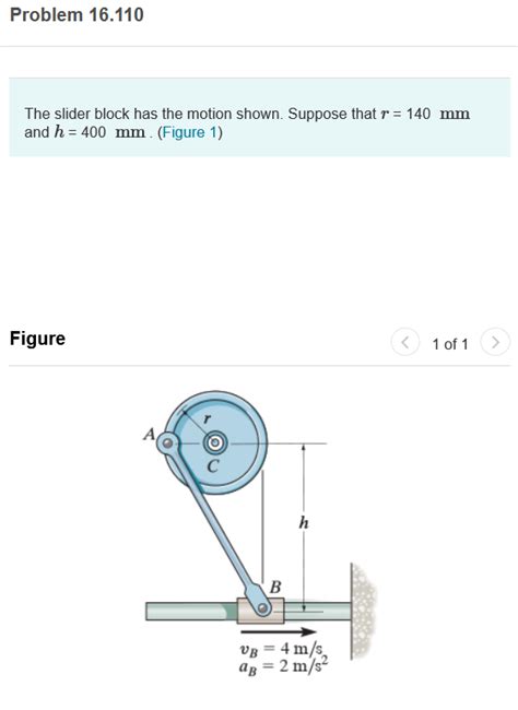Solved Problem 16 110 The Slider Block Has The Motion Shown Chegg Com