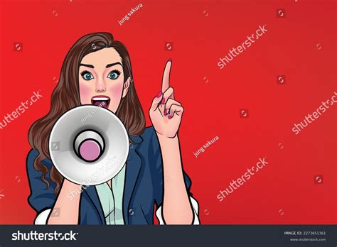 Pop Art Surprised Girl Glasses Megaphone Stock Vector Royalty Free