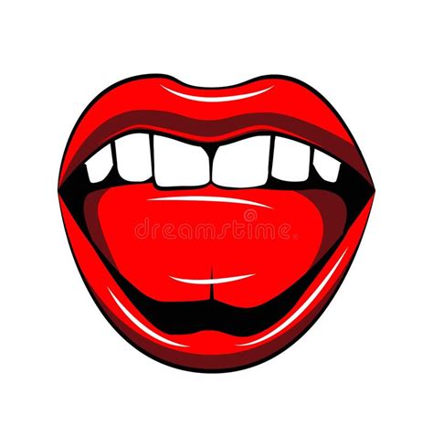 Open Red Lips With Teeth Abstract Vector Illustration Stock Vector