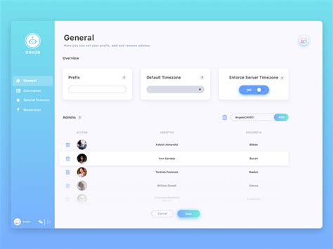 g4m3r discord bot dashboard discord dashboard design web design