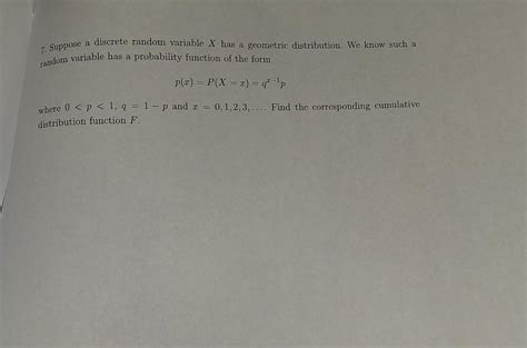 Solved Suppose A Discrete Random Variable X Has A Chegg