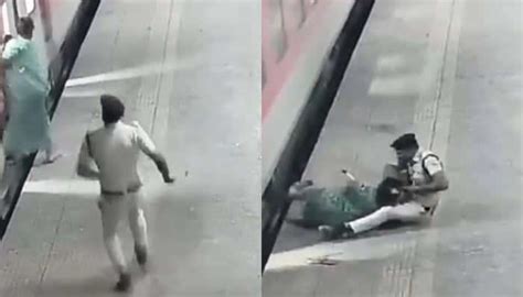 Railway Cop Saves Woman From Falling Under Moving Train At Mumbais