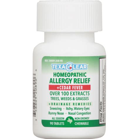 Texaclear Allergy Relief Homeopathic Cedar Fever Chewable Tablets