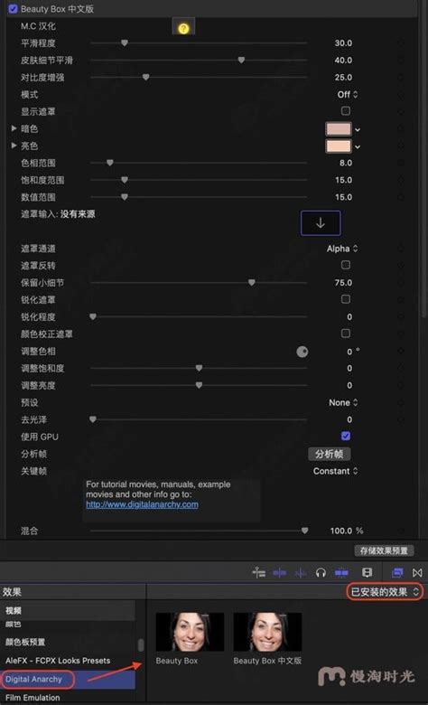 【fcpx插件】视频人像磨皮润肤美颜修饰插件 Beauty Box V5015 汉化版 Mac 慢淘时光