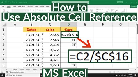How To Use Absolute Cell Reference In Excel Ms Excel How To Use