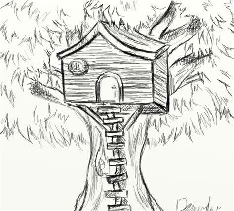 Tree House Sketch I365art
