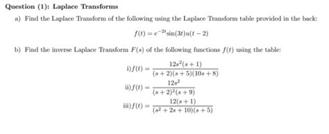 Solved Question Laplace Transforms A Find The Laplace Chegg Com