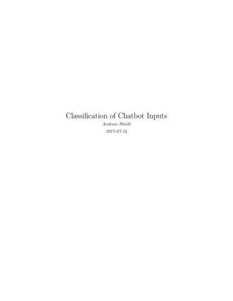 Pdf Classification Of Chatbot Inputs