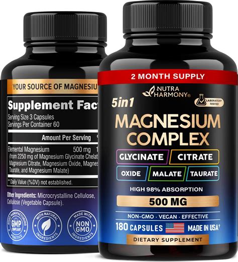 Nutricost Magnesium Complex 500mg 240 Capsules Magnesium Oxide Citrate And
