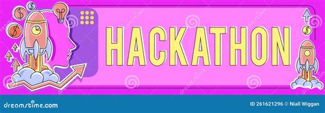 Text Showing Inspiration Hackathon Business Idea Event Where Large Number Of People Engage In