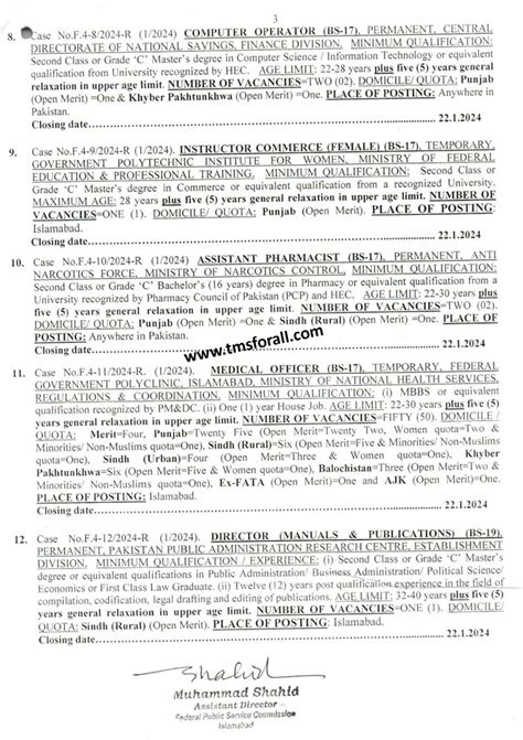 Asf Jobs 2024 Through Fpsc Advertisement No 12024