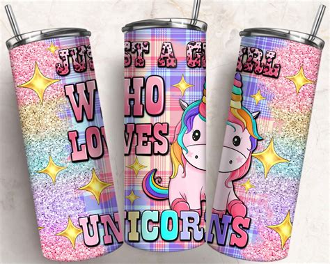 Just A Girl Who Loves Unicorns 20oz Skinny Tumbler Png Sublimate Design