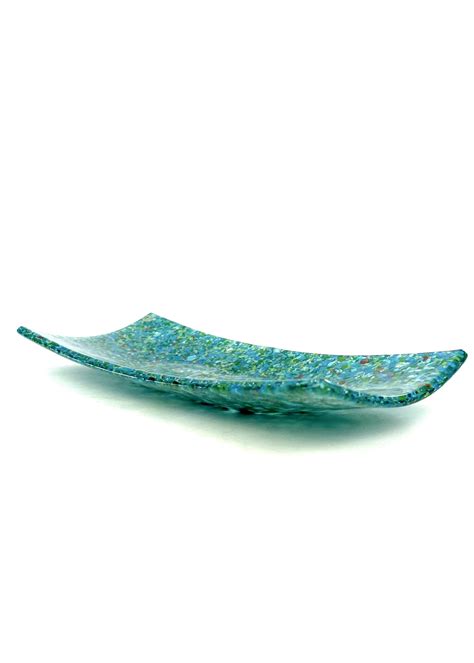 Mixato Green Rectangular Murano Glass Plate Made Murano Glass