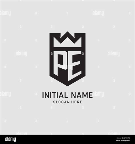 Initial Pe Logo Shield Shape Creative Esport Logo Design Vector
