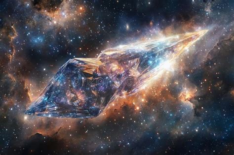 Futuristic Spacecraft Gliding Through A Colorful Cosmic Landscape Filled With Stars And Nebulae